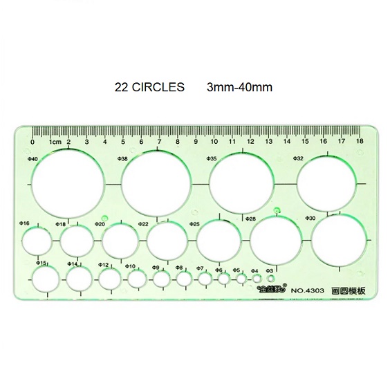 Cirkel template 22 cirkels 3-40mm